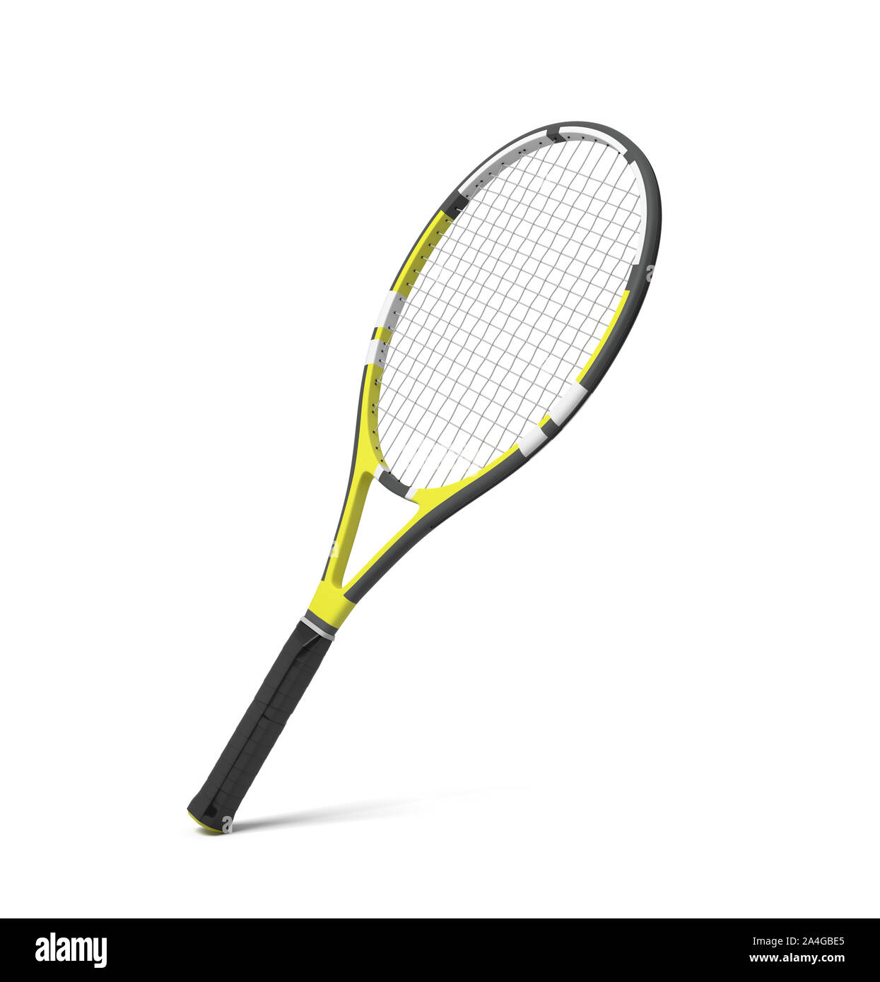 3d rendering of a professional tennis racquet with black and yellow ...
