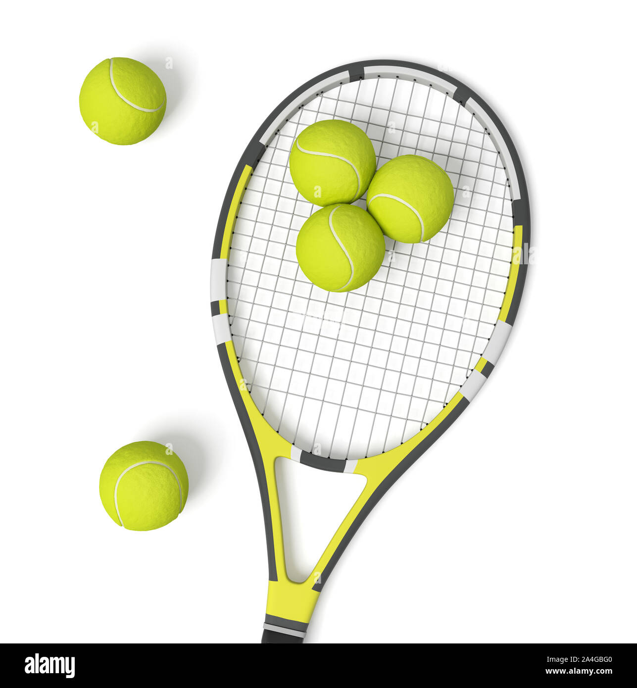 Tennis racket and balls lying on court hi-res stock photography and ...