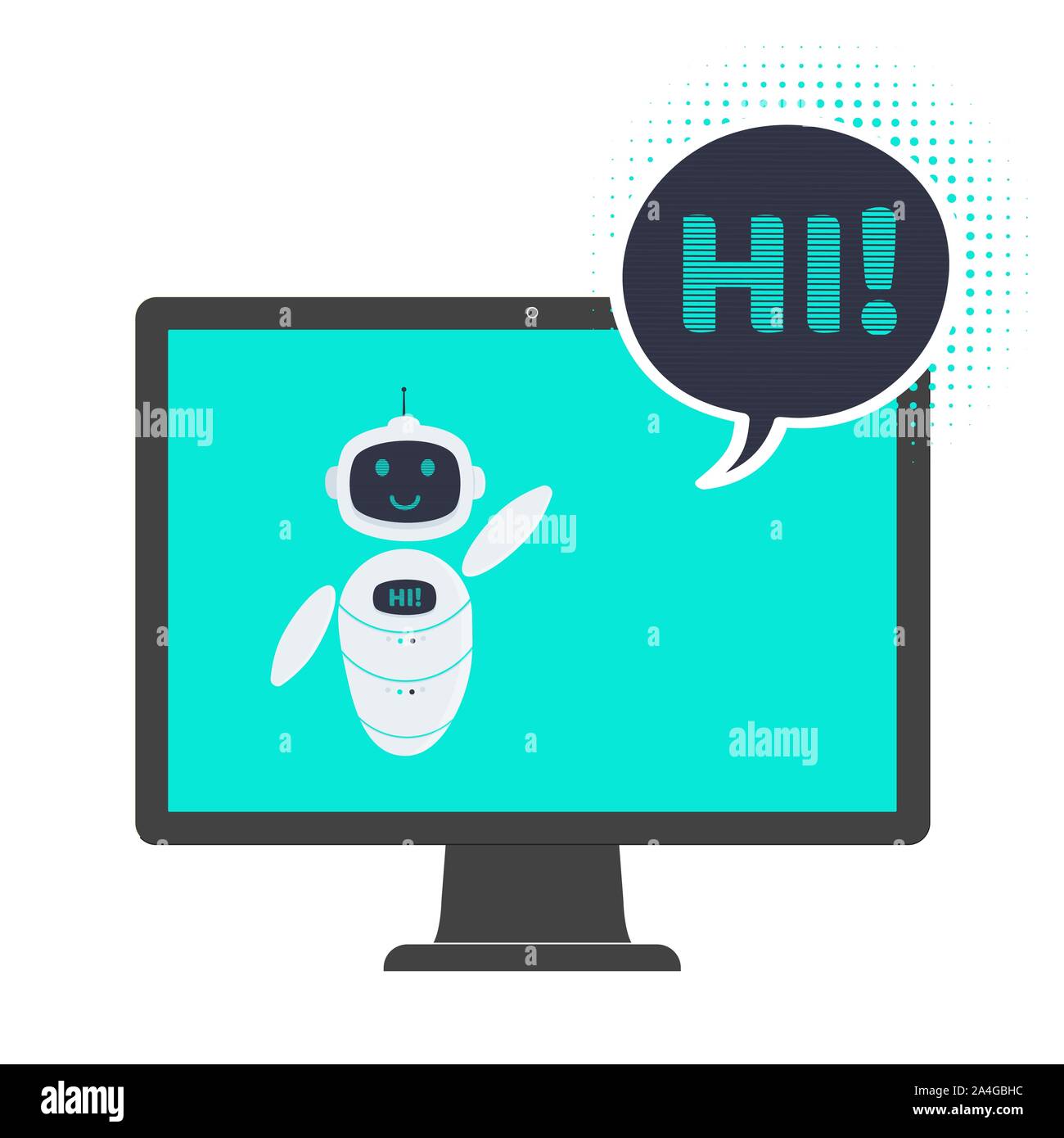 Robot chatbot icon sign flat style design vector illustration isolated ...