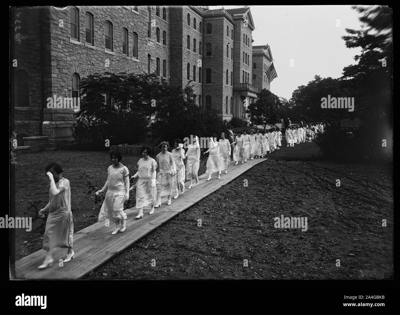 University graduation procession Black and White Stock Photos & Images ...