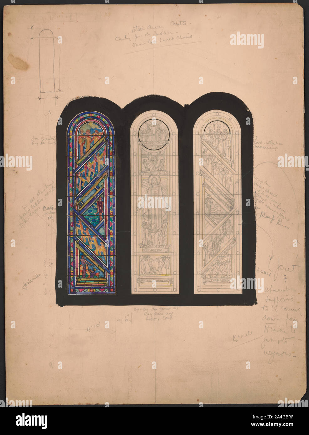 Tripartite stained glass window design Stock Photo - Alamy