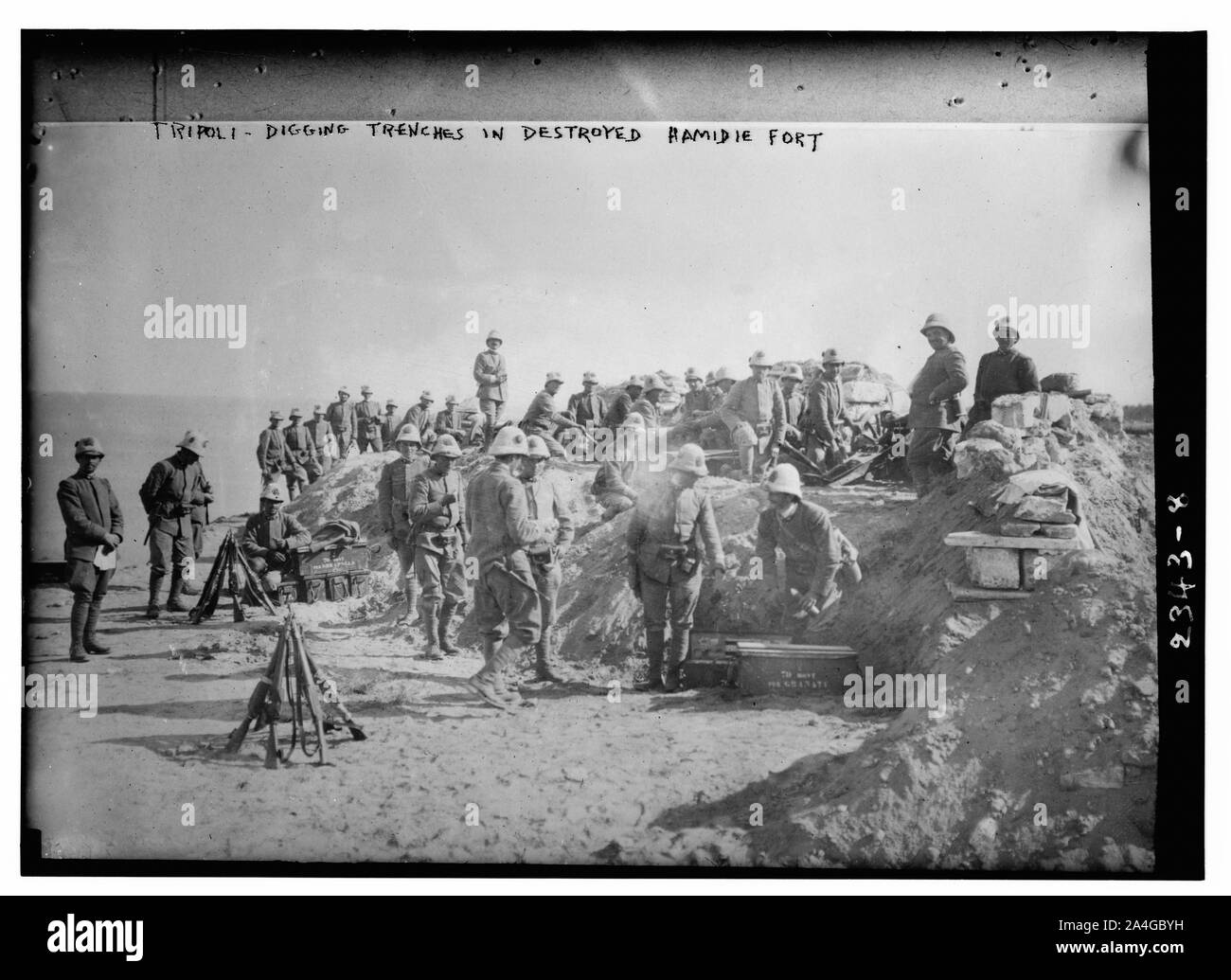 Tripoli - digging trenches in destroyed Hamidie Fort Stock Photo - Alamy