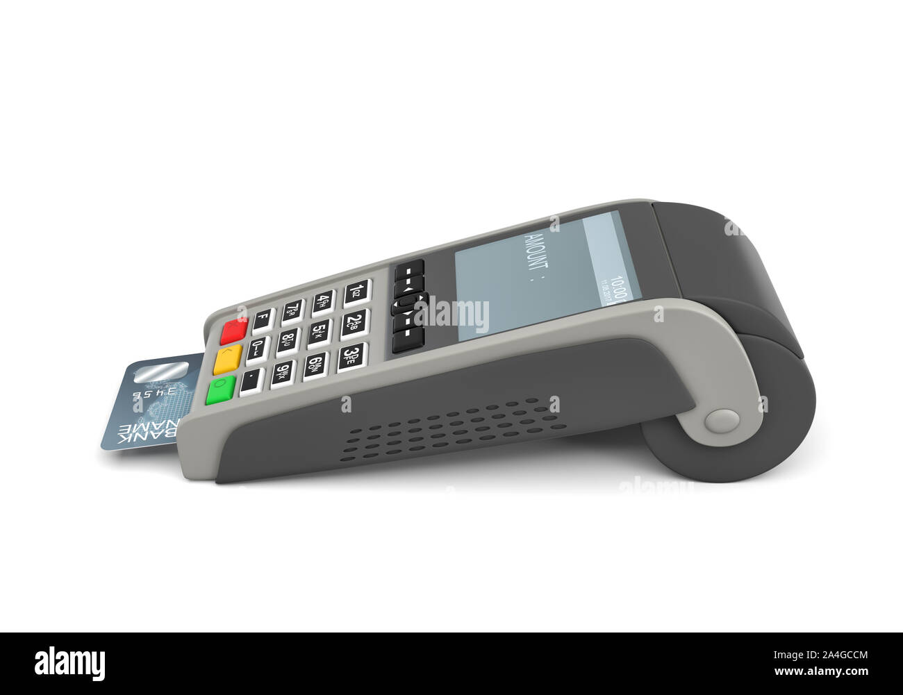 3d rendering of a POS-terminal with a generic plastic card inside and a ...