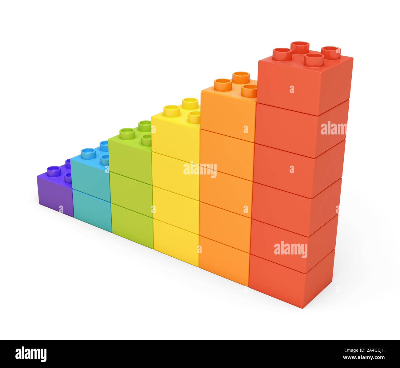 3d rendering of colorful stairs made of many bricks on white background ...