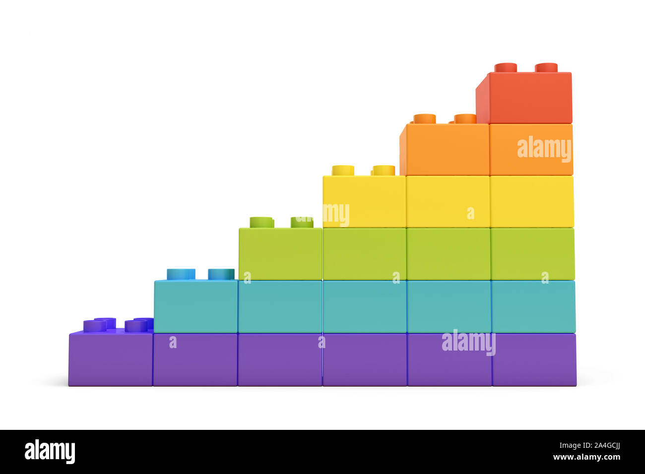 3d rendering of colorful stairs made of many bricks on white background ...