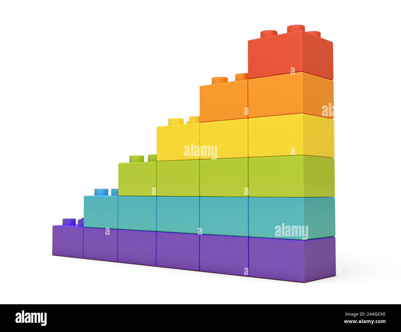 3d rendering of colorful stairs made of many bricks on white background ...