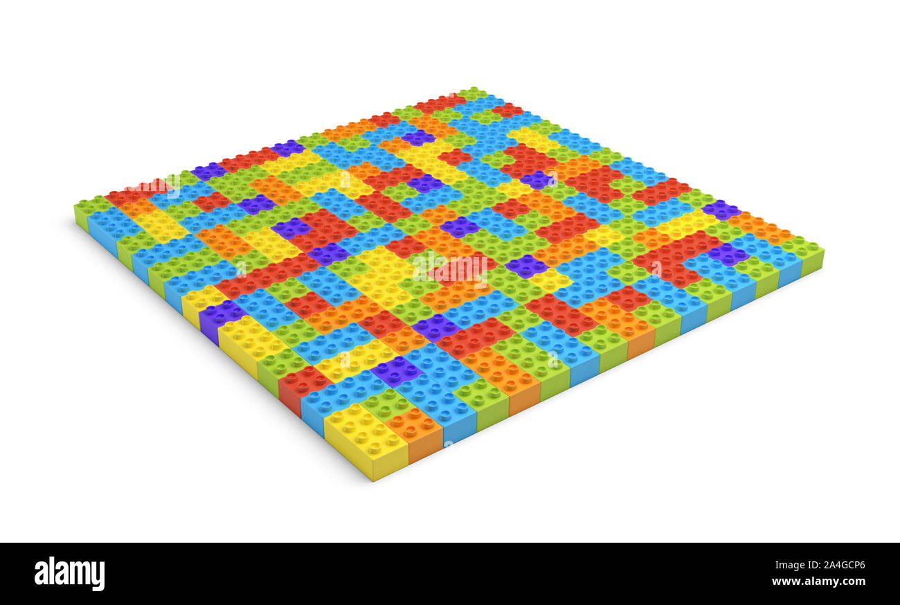 3d rendering of many toy blocks in different colors making up one large ...