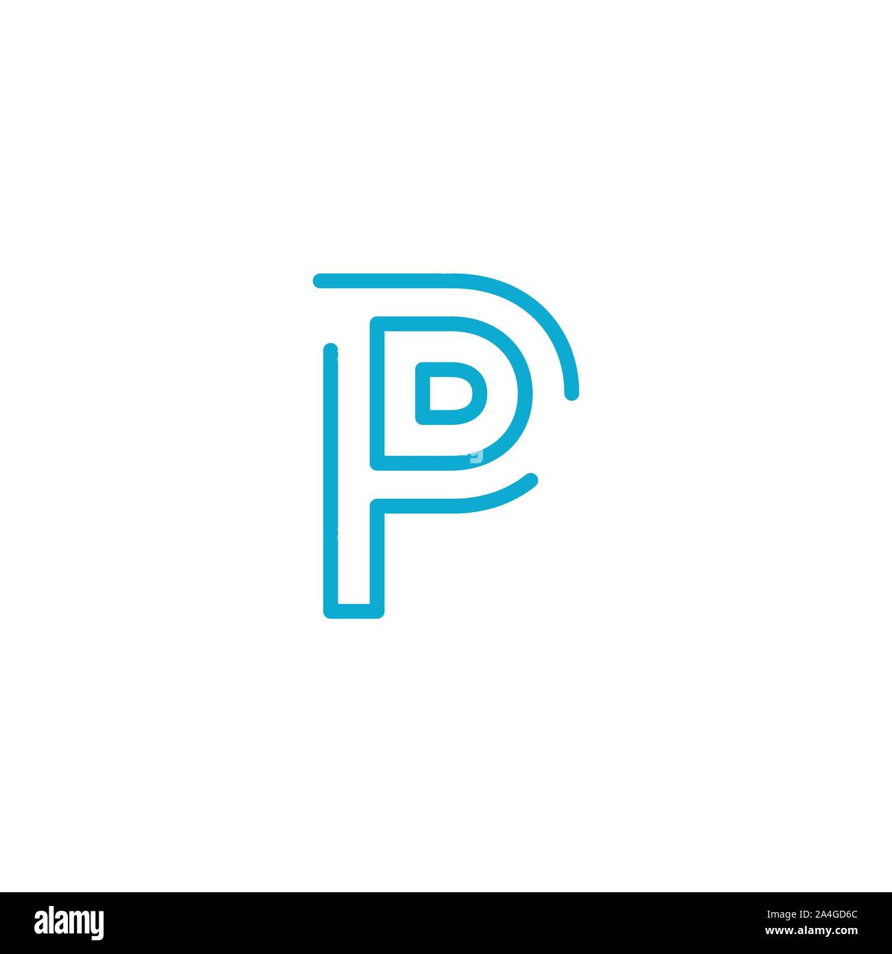 Linear geometric outline alphabet Letter P, Simple Logo Design, Blue ...