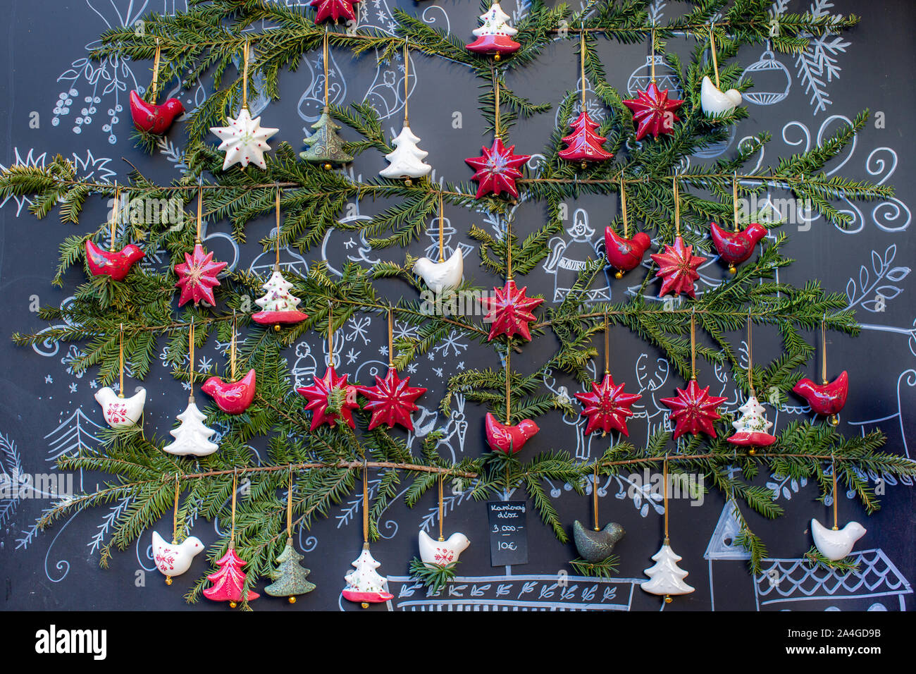 Budapest, Hungary - December 25, 2017: Unusual Christmas tree made with ...