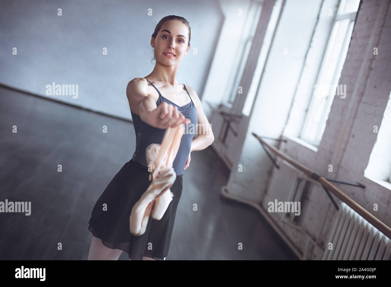 Young ballet dancer finished practice in studio active lifestyle Stock ...