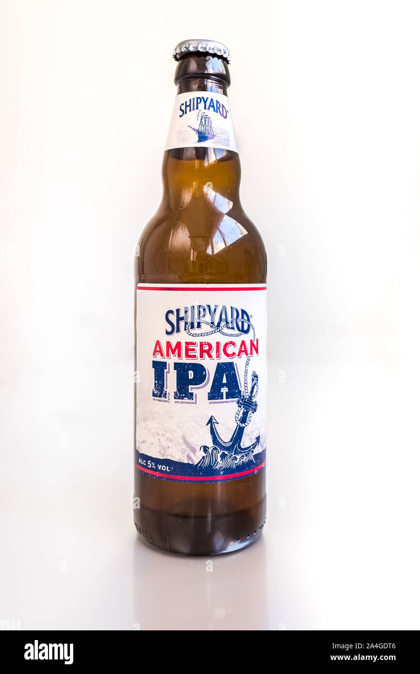 Valencia, Spain - October 11, 2019: Shipyard brand beer bottle, typical ...