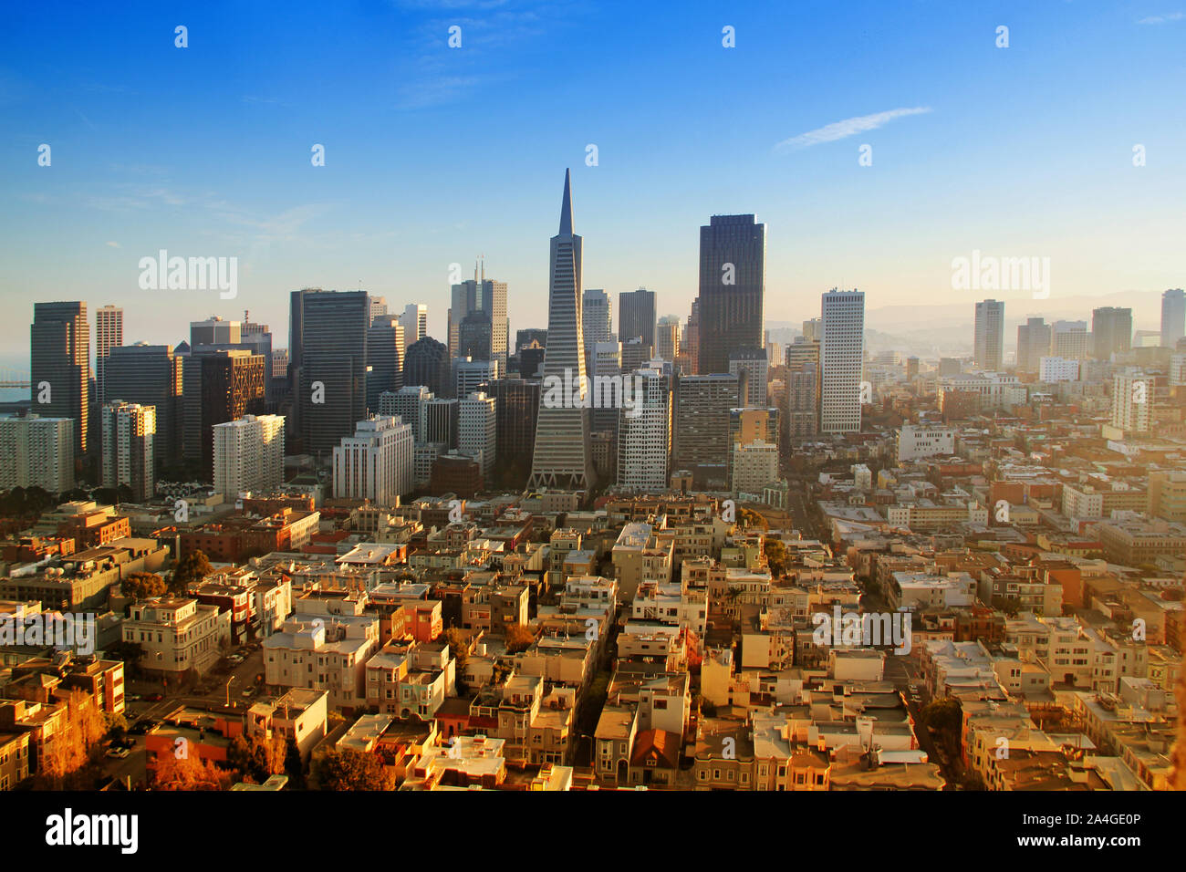 Golden gate bridge at sunset aerial view, san francisco hi-res stock ...