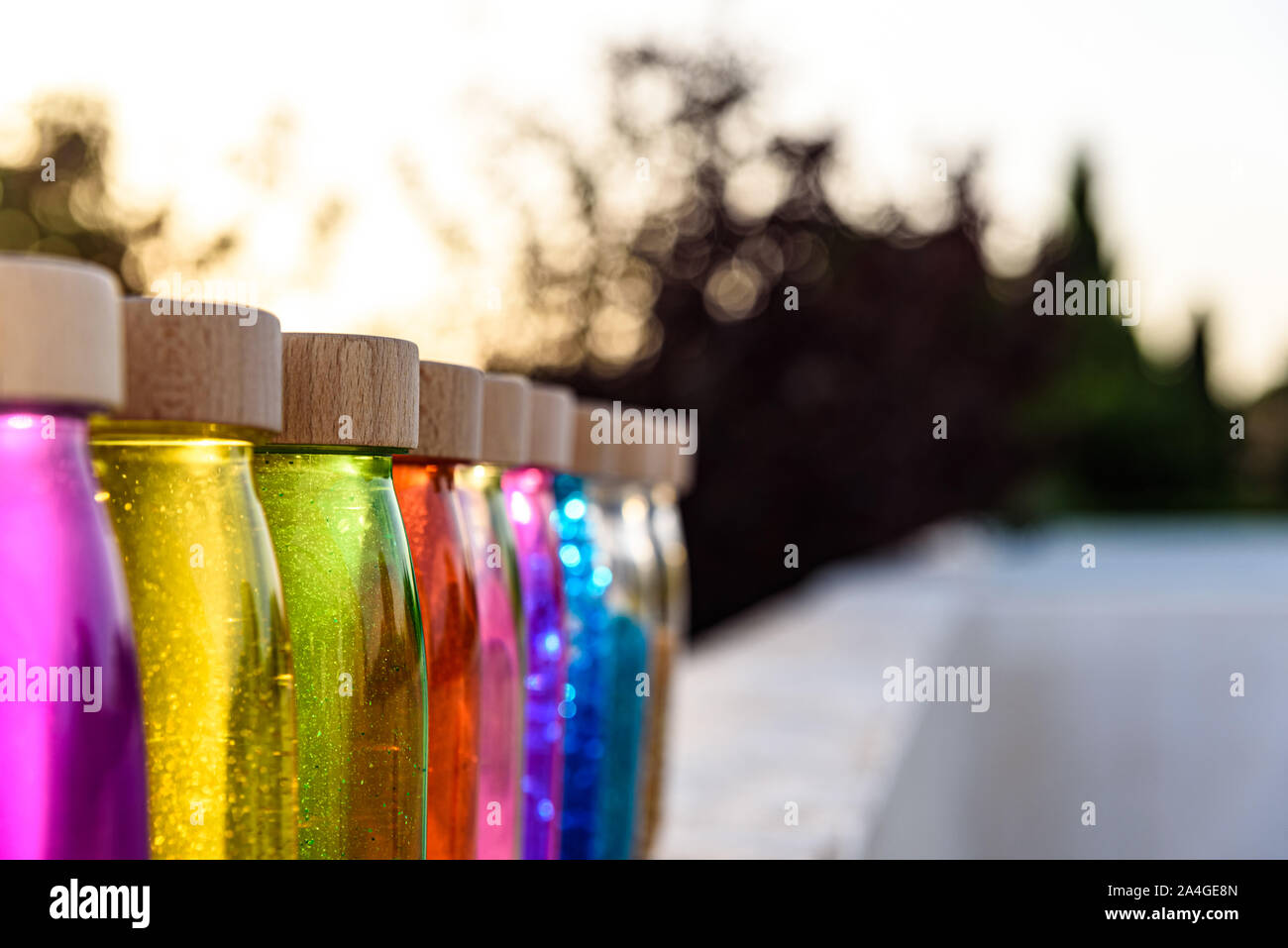 Group of bottles of calm anti stress, therapy to control stress and ...
