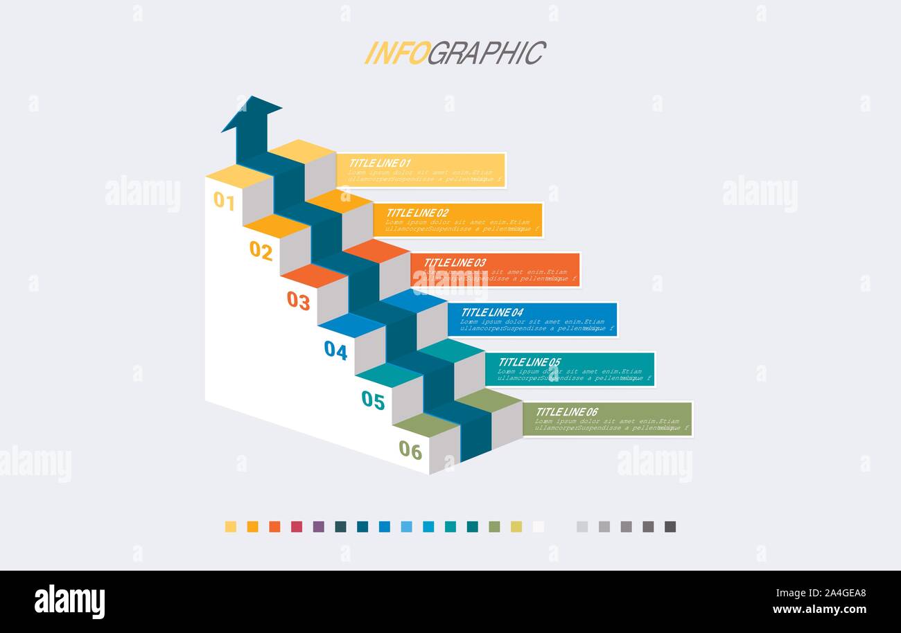 Infographic template. 6 colorful options. Stairs infographic. Design ...