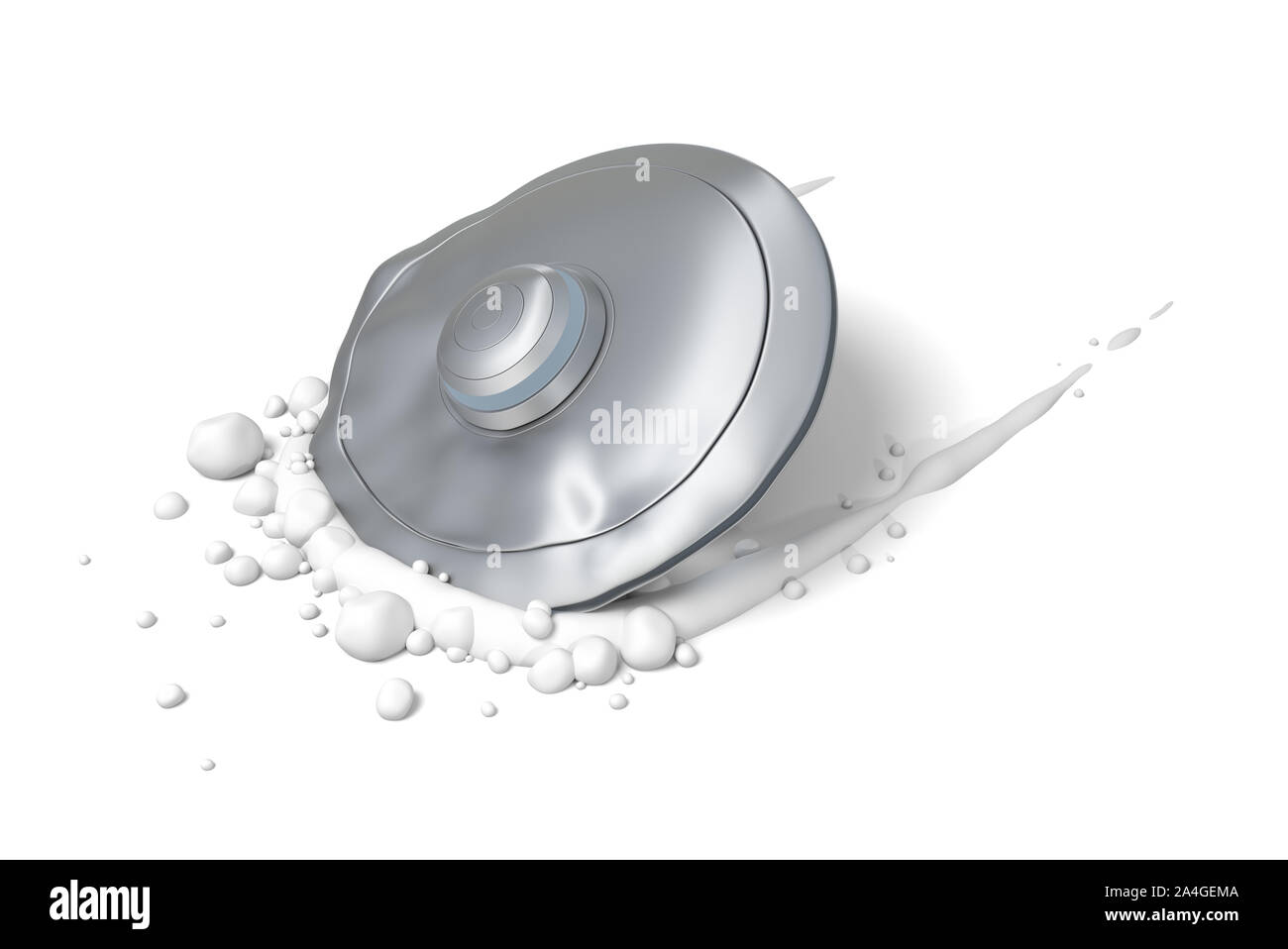 3d rendering of silver metal ufo crash landing isolated on white ...