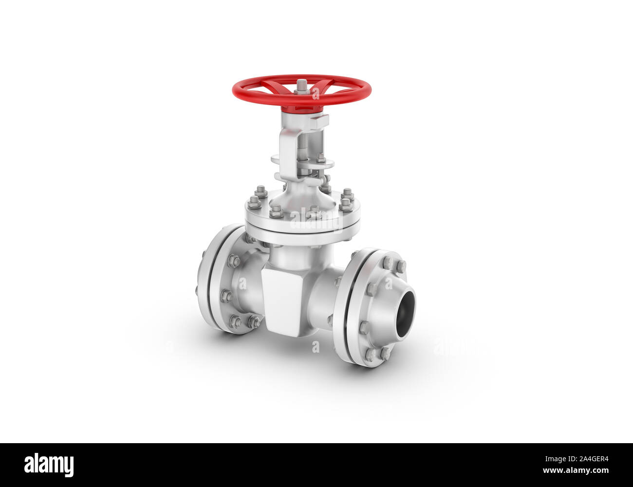 Rendering metal valves isolated on white background Stock Photo - Alamy