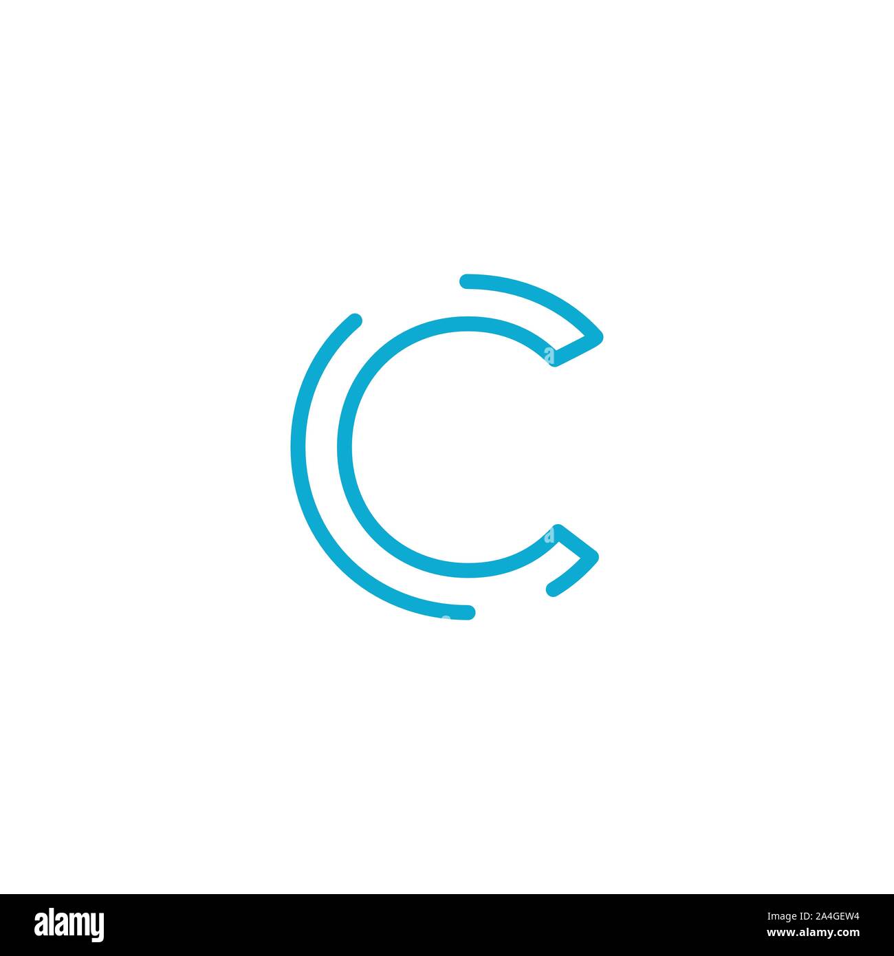 Linear geometric outline alphabet Letter C, Simple Logo Design, Blue ...