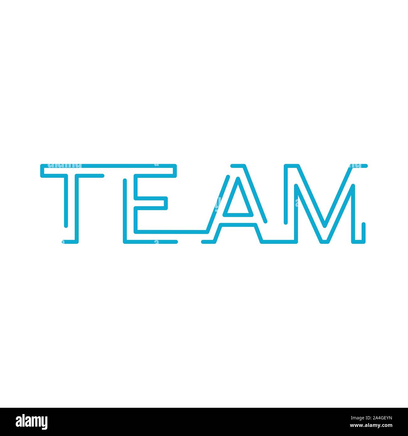 phrase team line drawing letters. Blue graphic element for typography ...