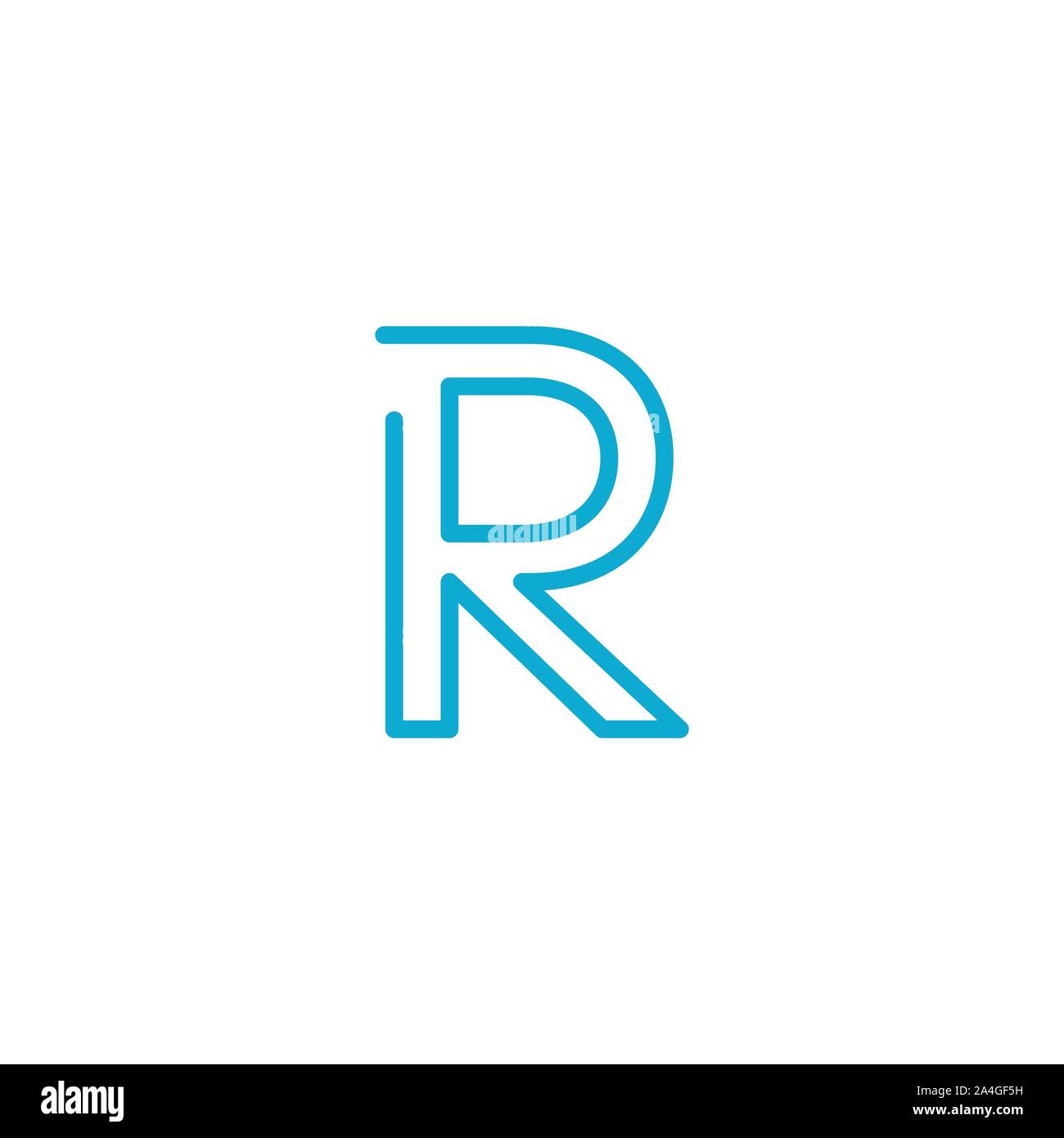 Linear geometric outline alphabet Letter R, Simple Logo Design, Blue ...