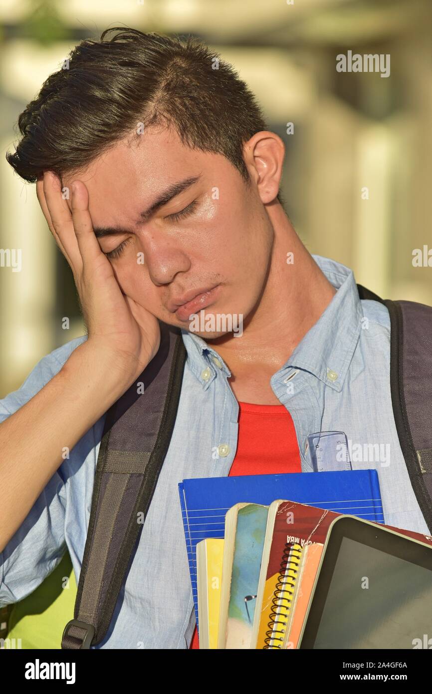 Depressed Handsome Boy Student Stock Photo - Alamy