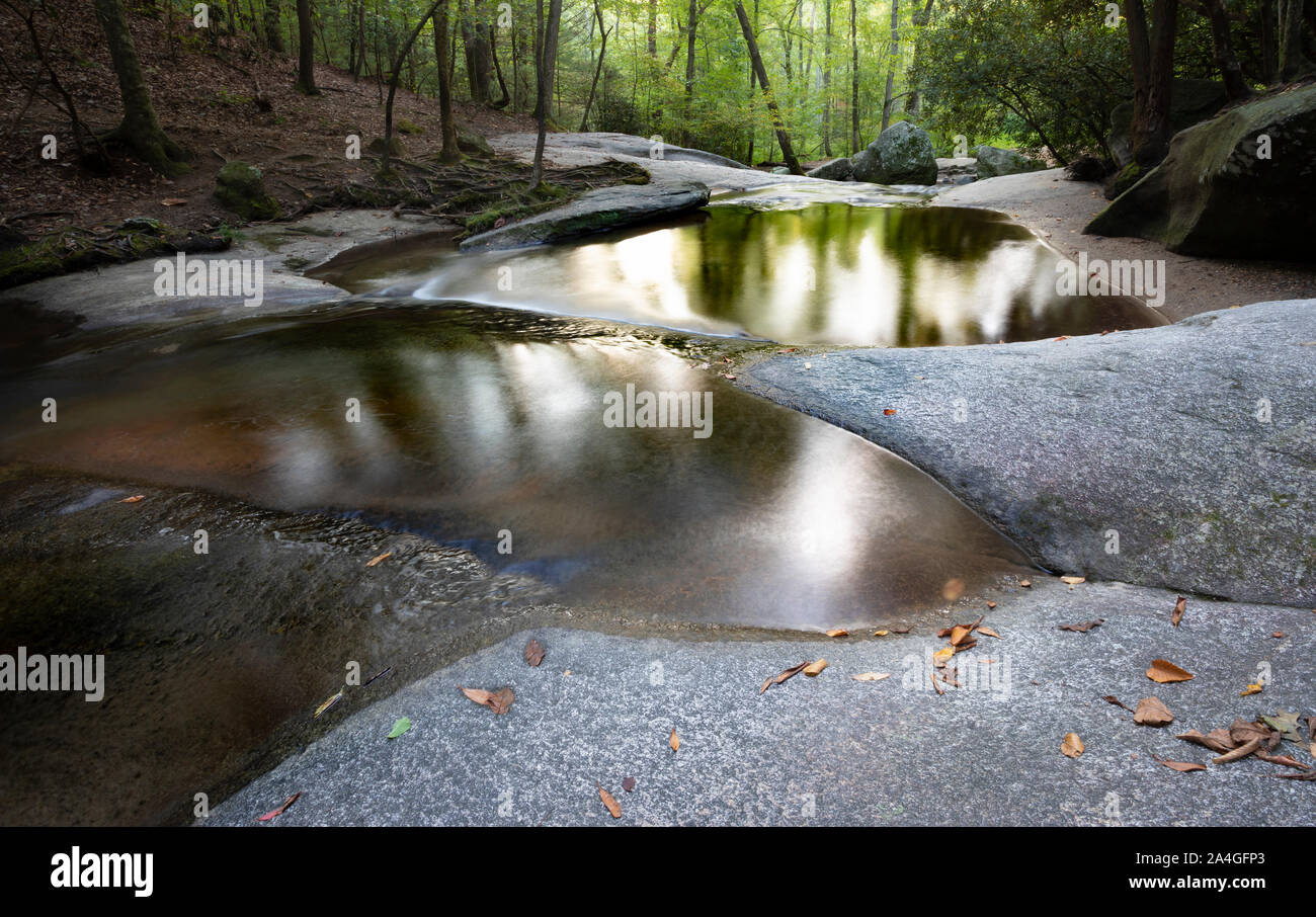 Pools of water on a stream on Stone Mountain State Park in North ...