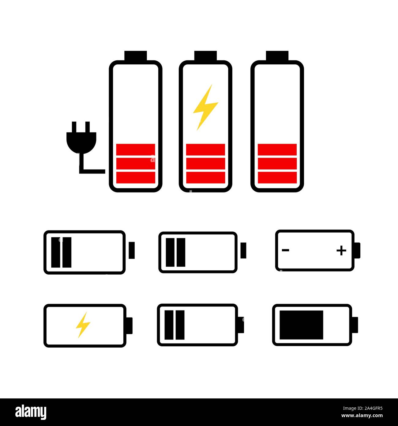 set battery vector icon. Battery load icon. vector illustration on ...