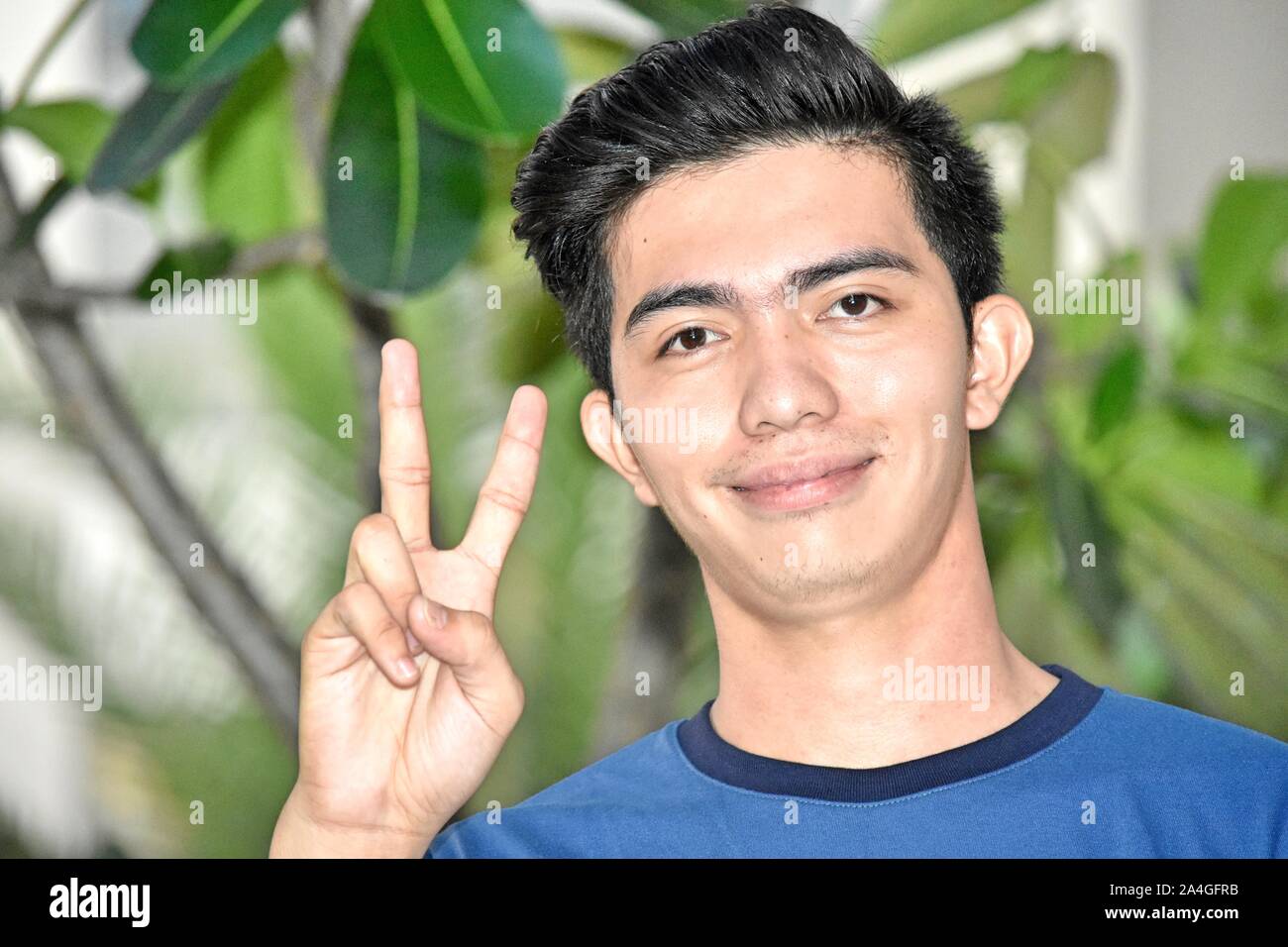 Male And Peace Sign Stock Photo - Alamy