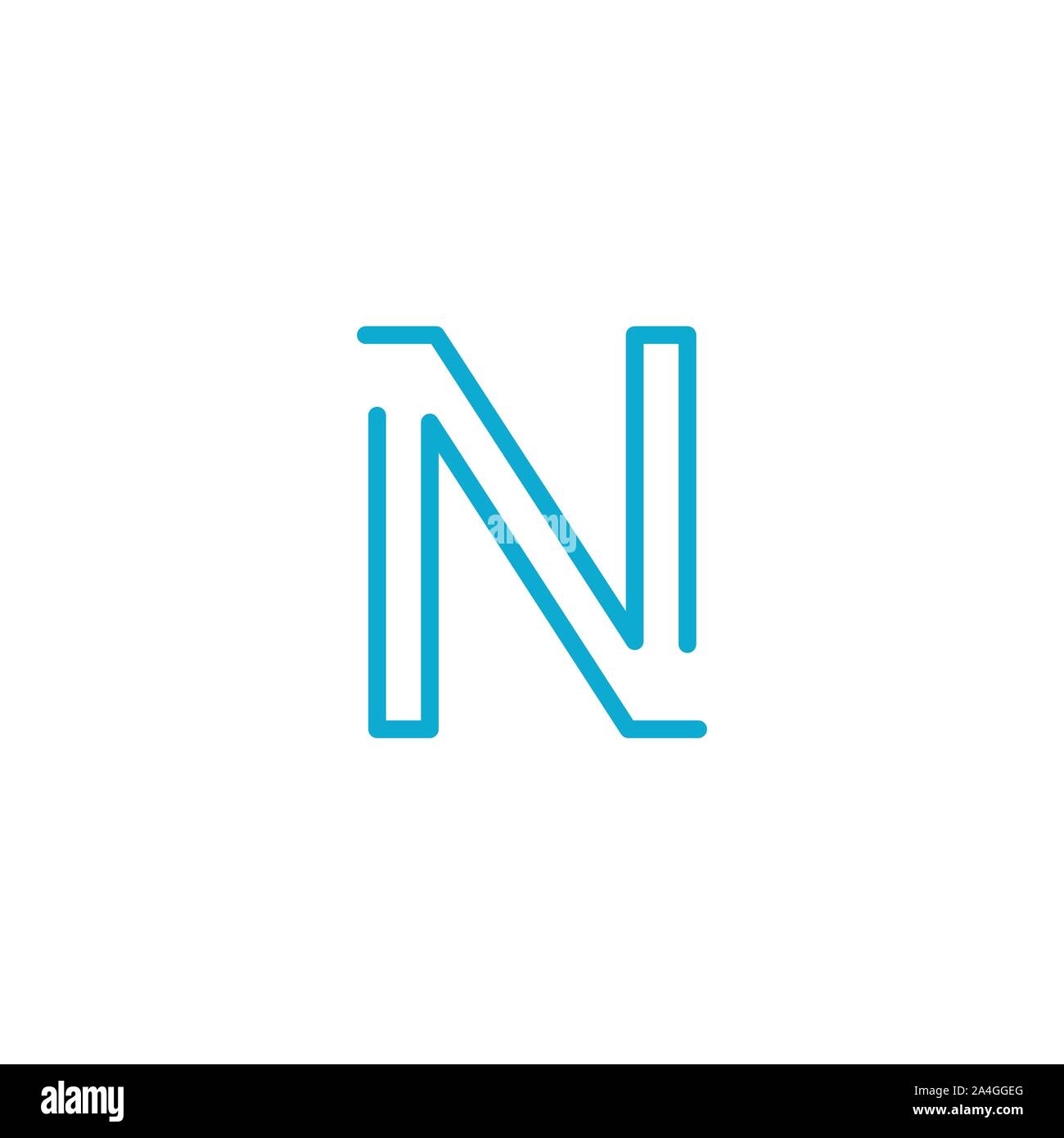 Linear geometric outline alphabet Letter N, Simple Logo Design, Blue ... Linear geometric outline alphabet Letter N, Simple Logo Design, Blue ...