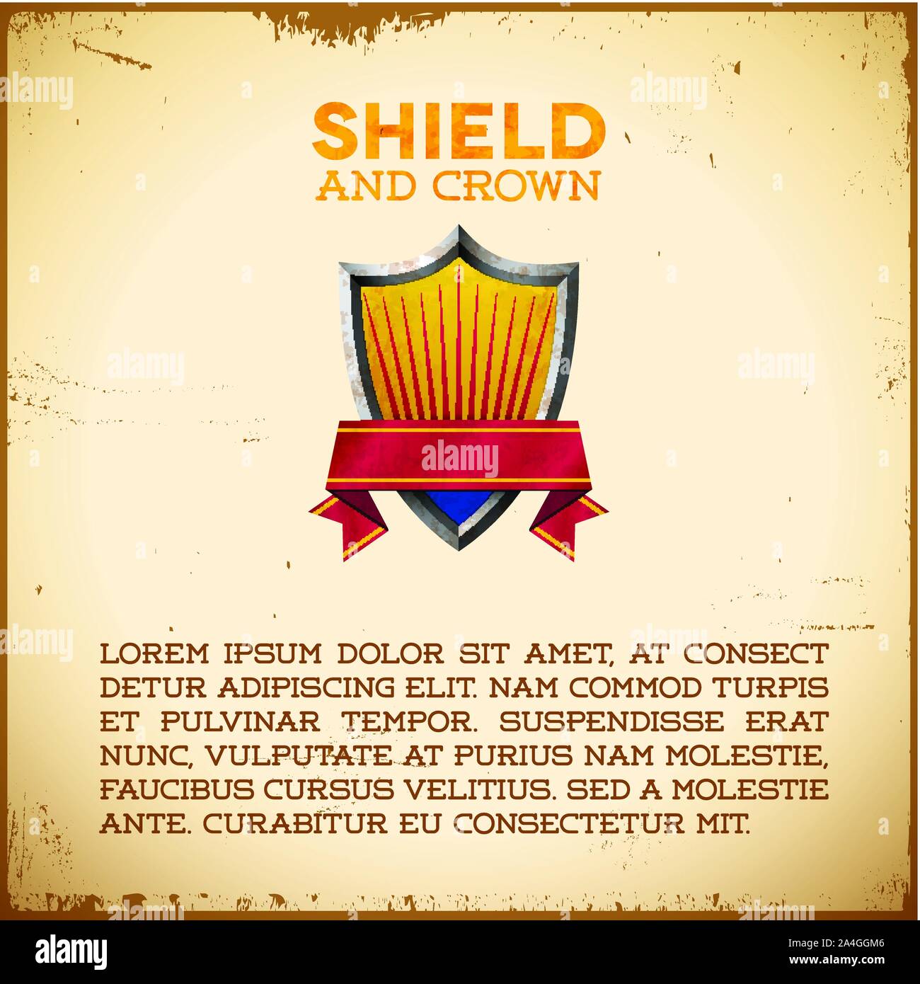 Aged card with shield label with ribbon Stock Vector Image & Art - Alamy