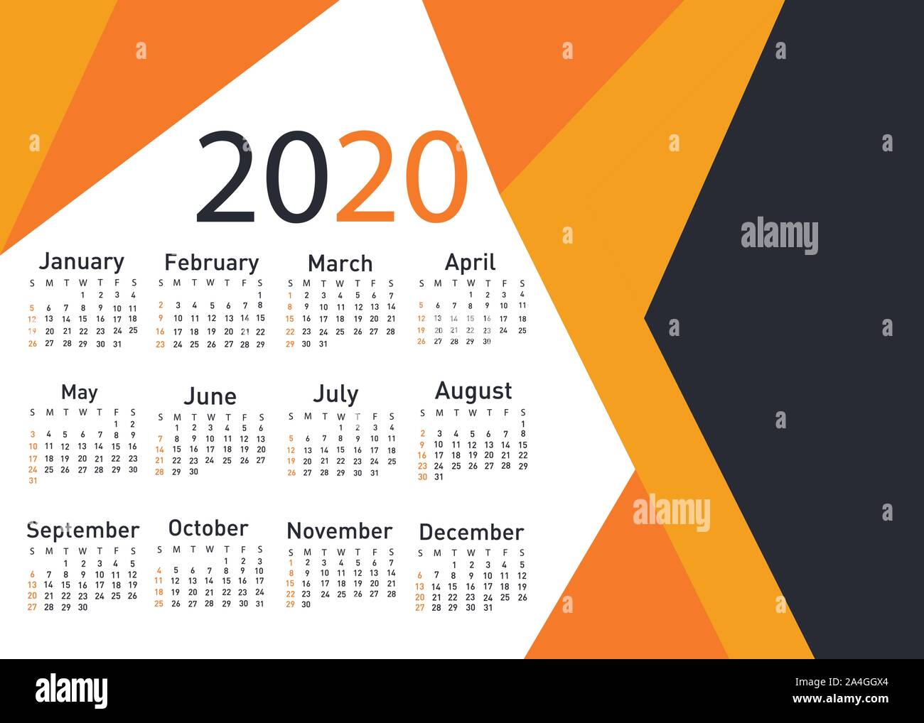 Calendar for 2020 vector illustration Stock Vector Image & Art - Alamy