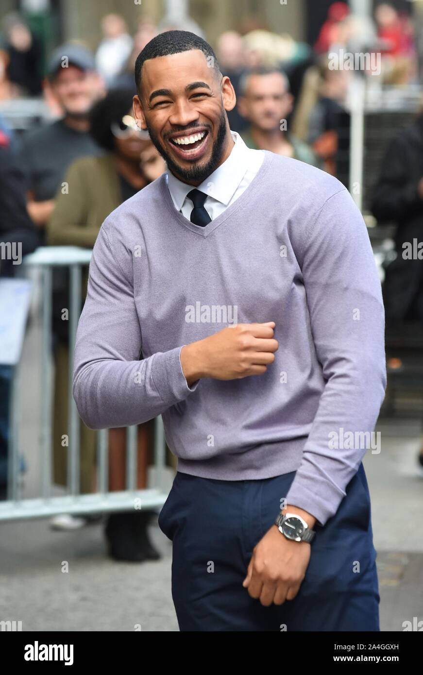 New York, NY, USA. 14th Oct, 2019. Mike Johnson out and about for ...