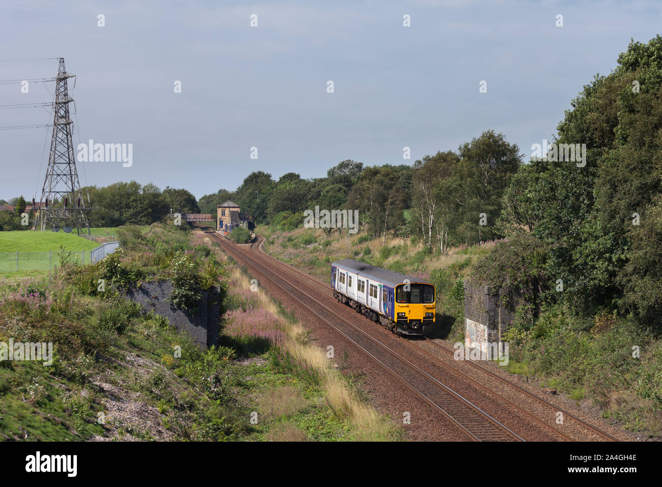 Arriva Northern rail class 150 sprinter train departing from Daisy Hill station, Lancashire ...