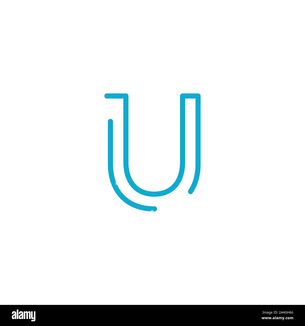 Linear geometric outline alphabet Letter U, Simple Logo Design, Blue ...