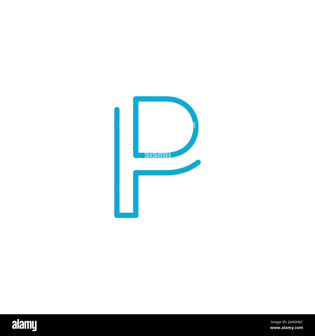 Linear geometric outline alphabet Letter P, Simple Logo Design, Blue ...
