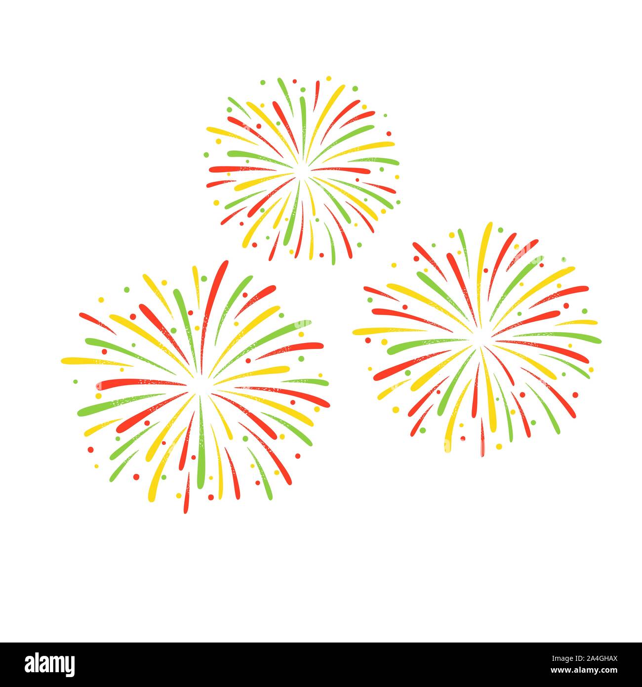 Vector illustration of colorful fireworks isolated on white background ...