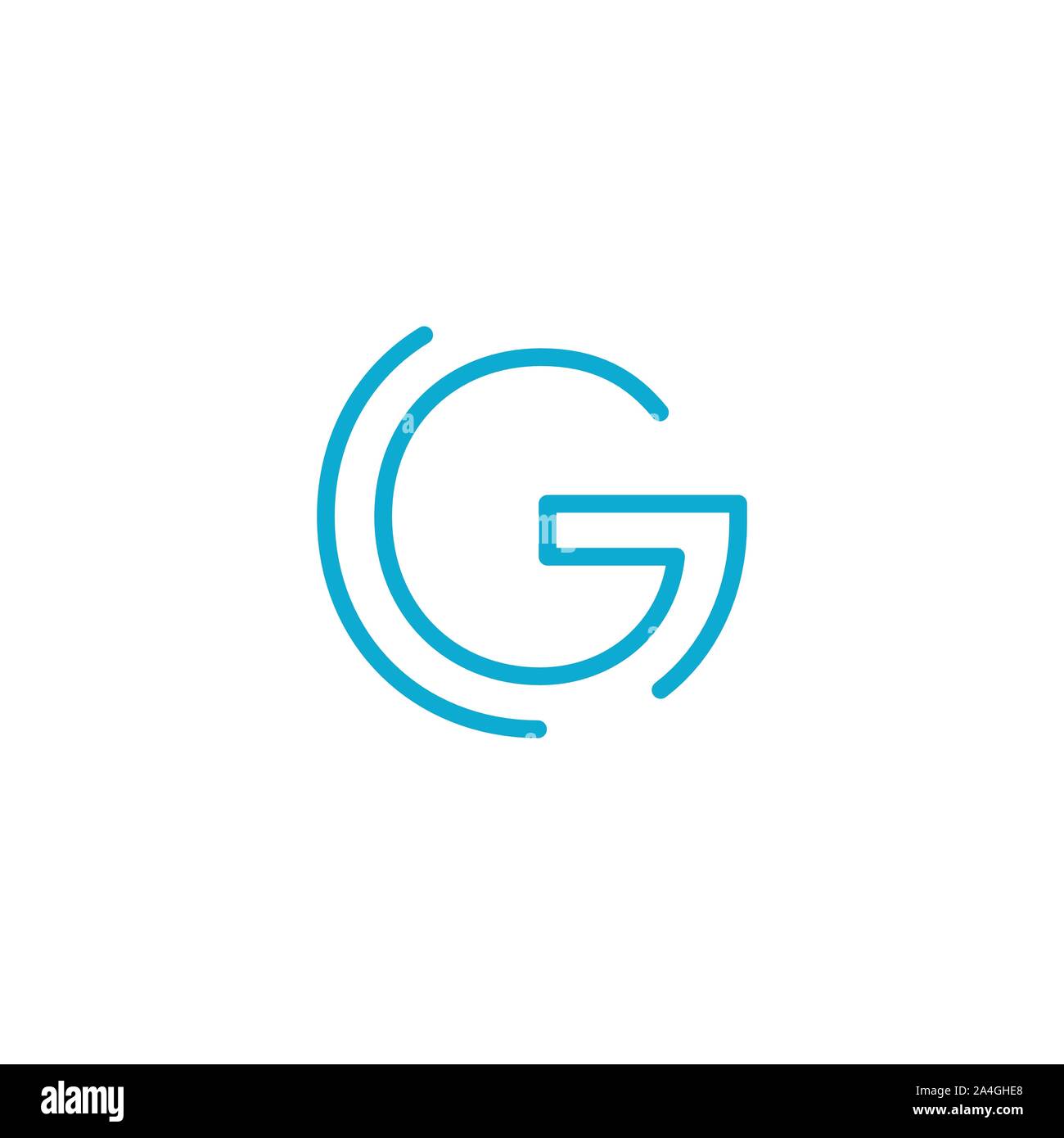 Linear geometric outline alphabet Letter G, Simple Logo Design, Blue ...