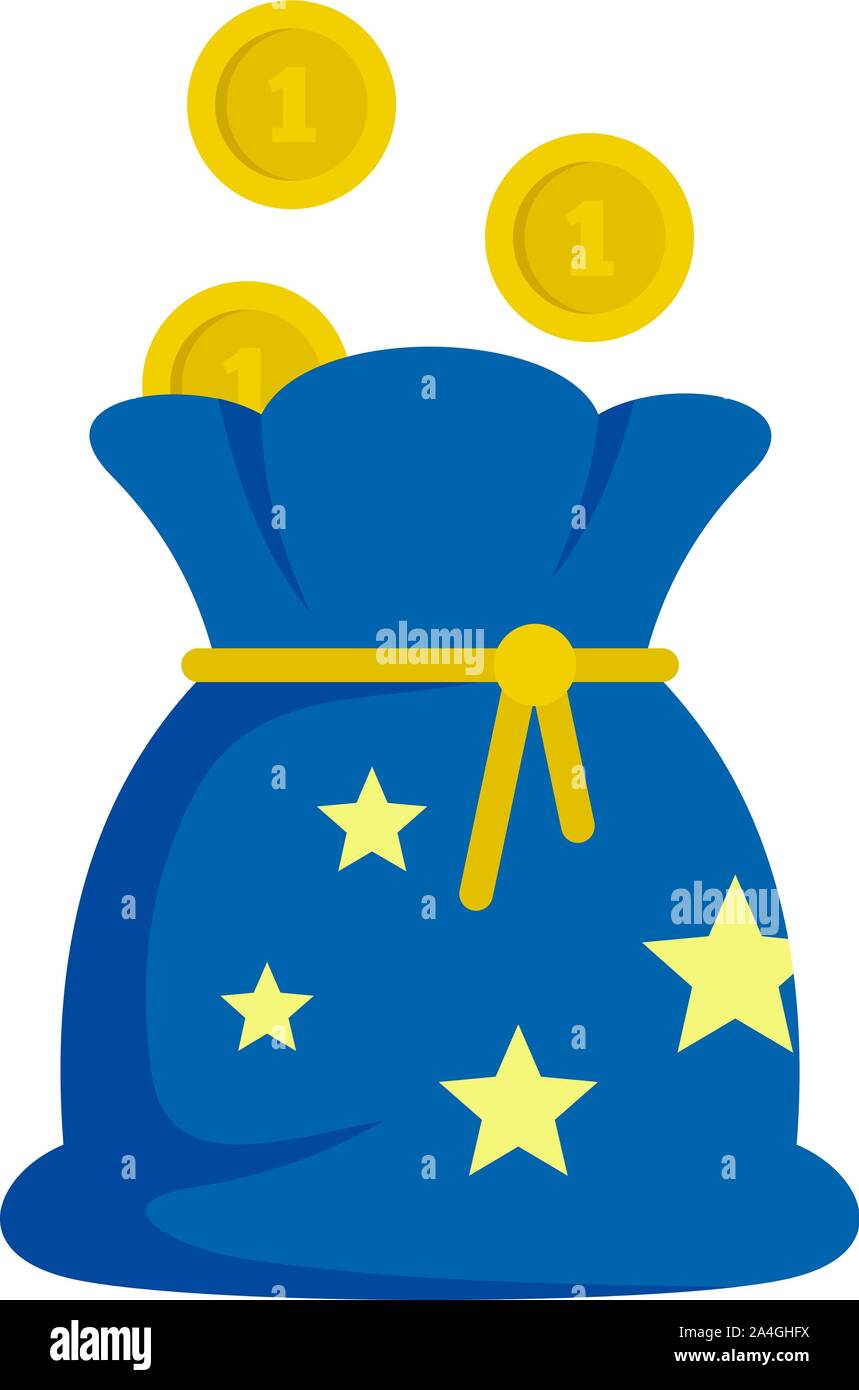 Magic money bag icon. Flat illustration of magic money bag vector icon ...