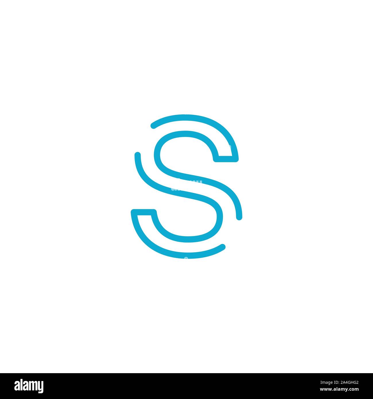 Linear geometric outline alphabet Letter S, Simple Logo Design, Blue ...
