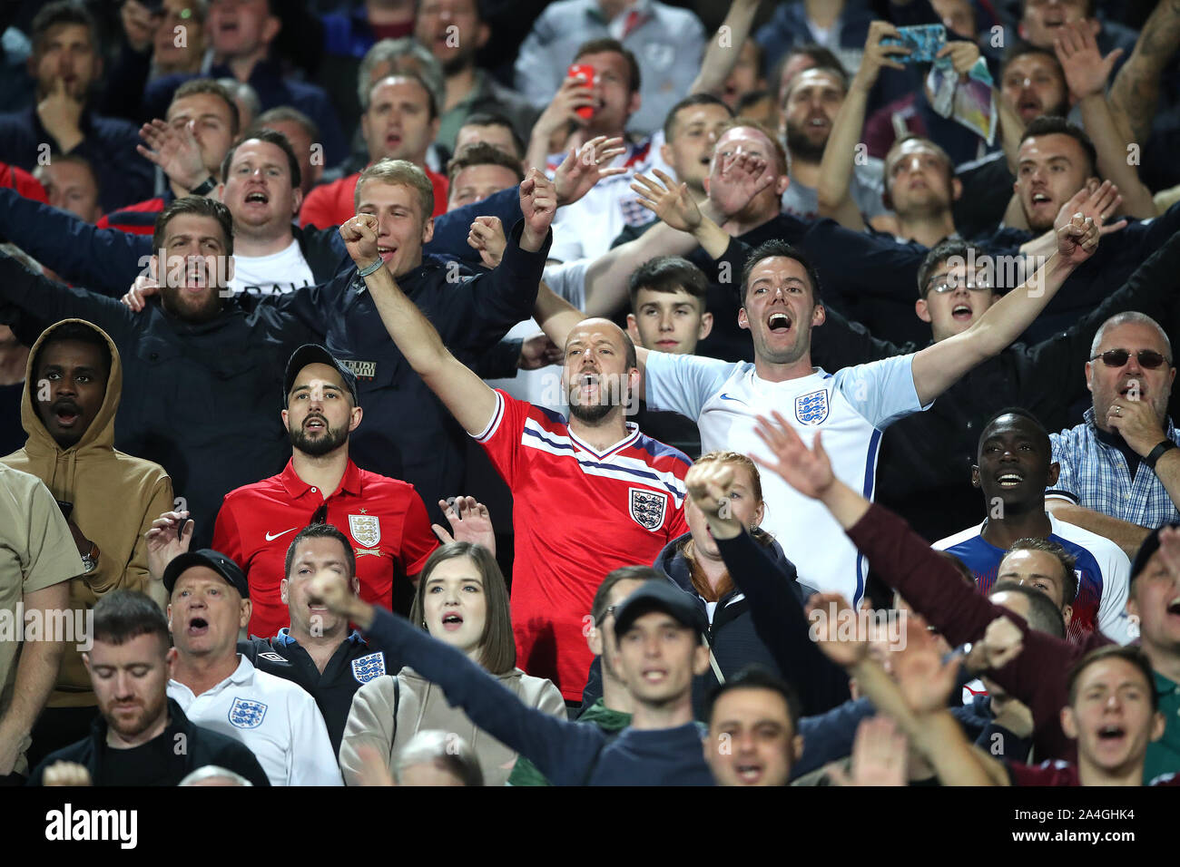 England fans in the stands show their support during the UEFA Euro 2020 ...