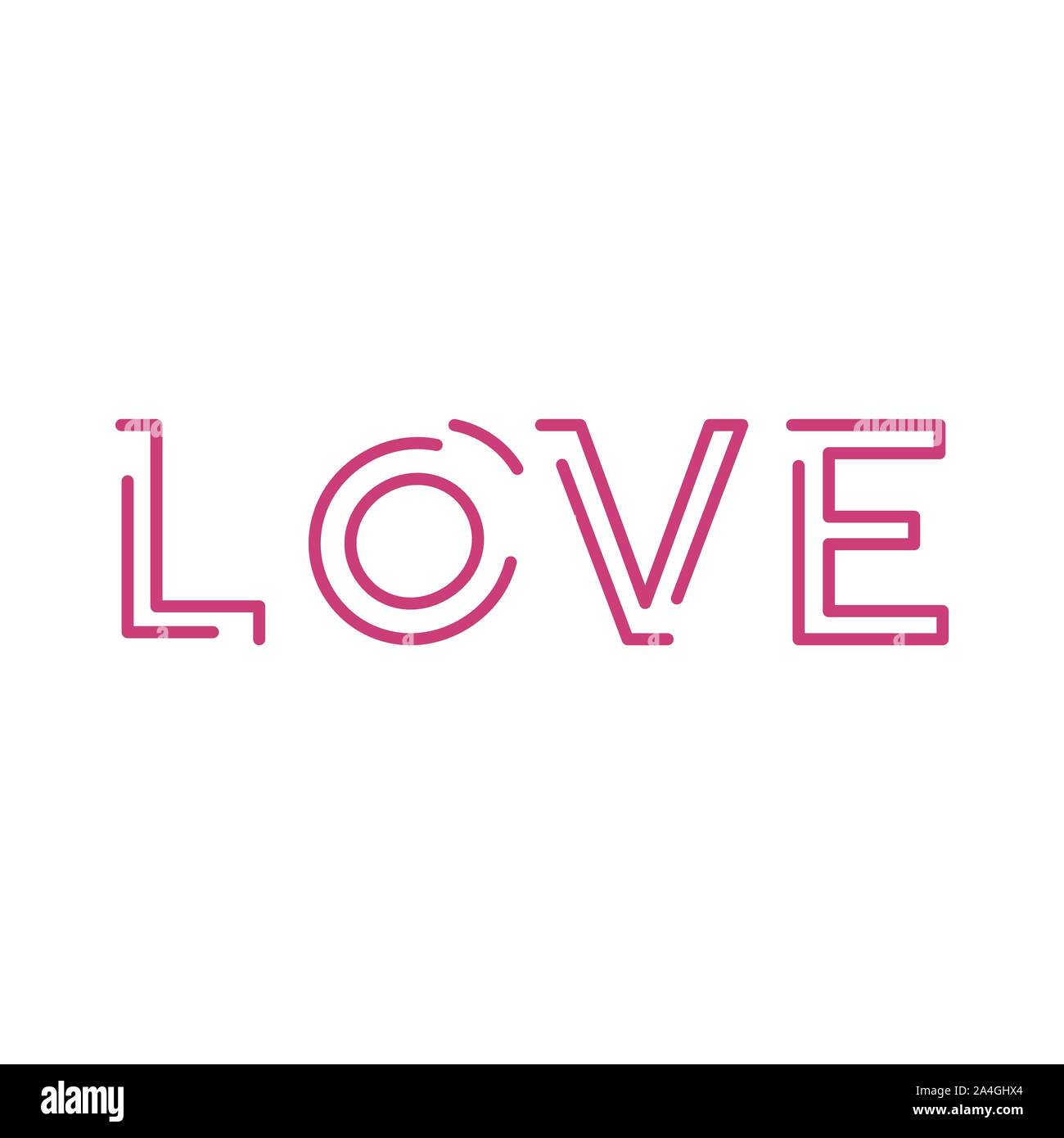 Love lettering text, line drawing, decorations for greeting card ...