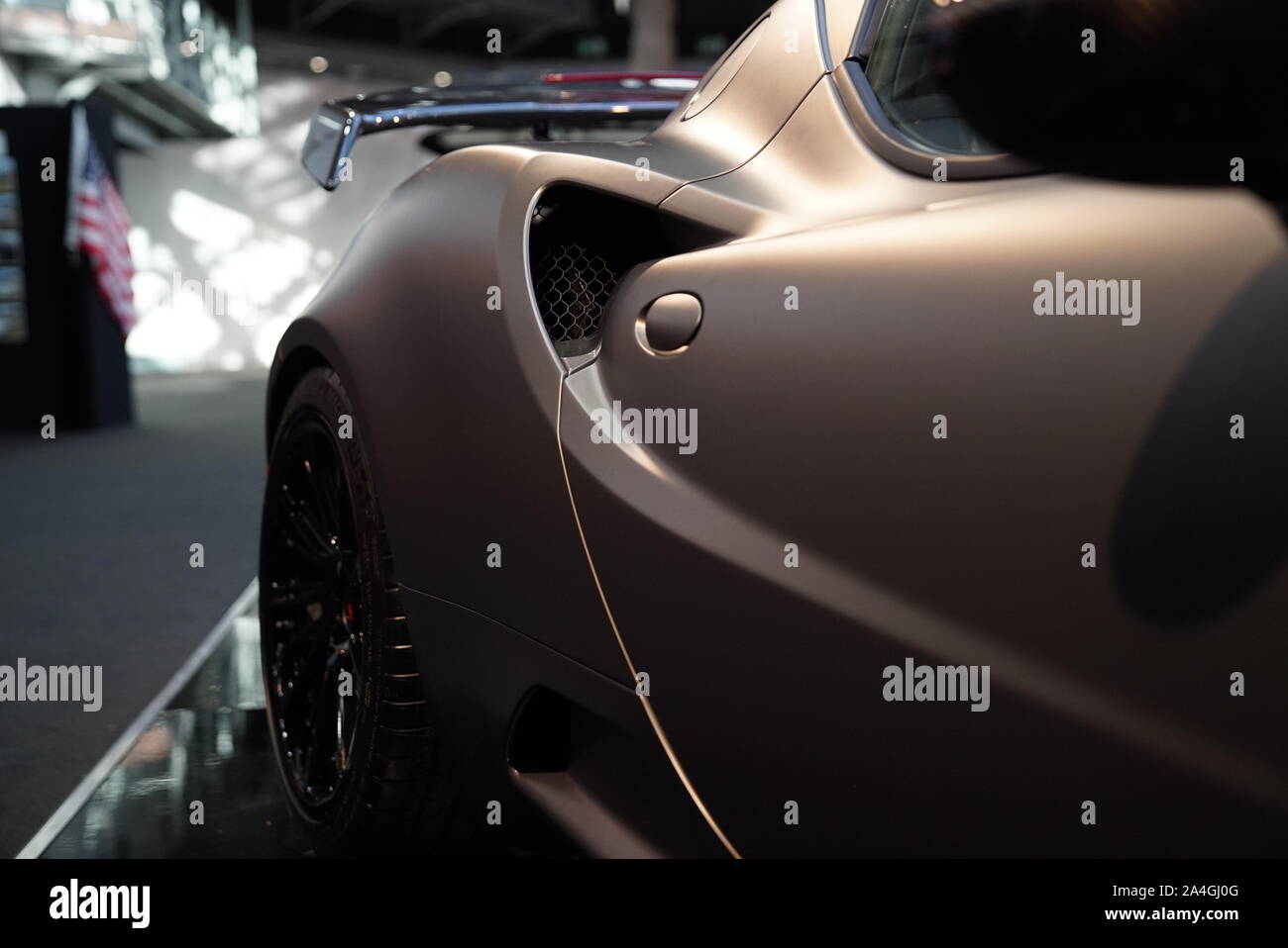 sport Car details lines design matt gray paint exibition luxury body ...