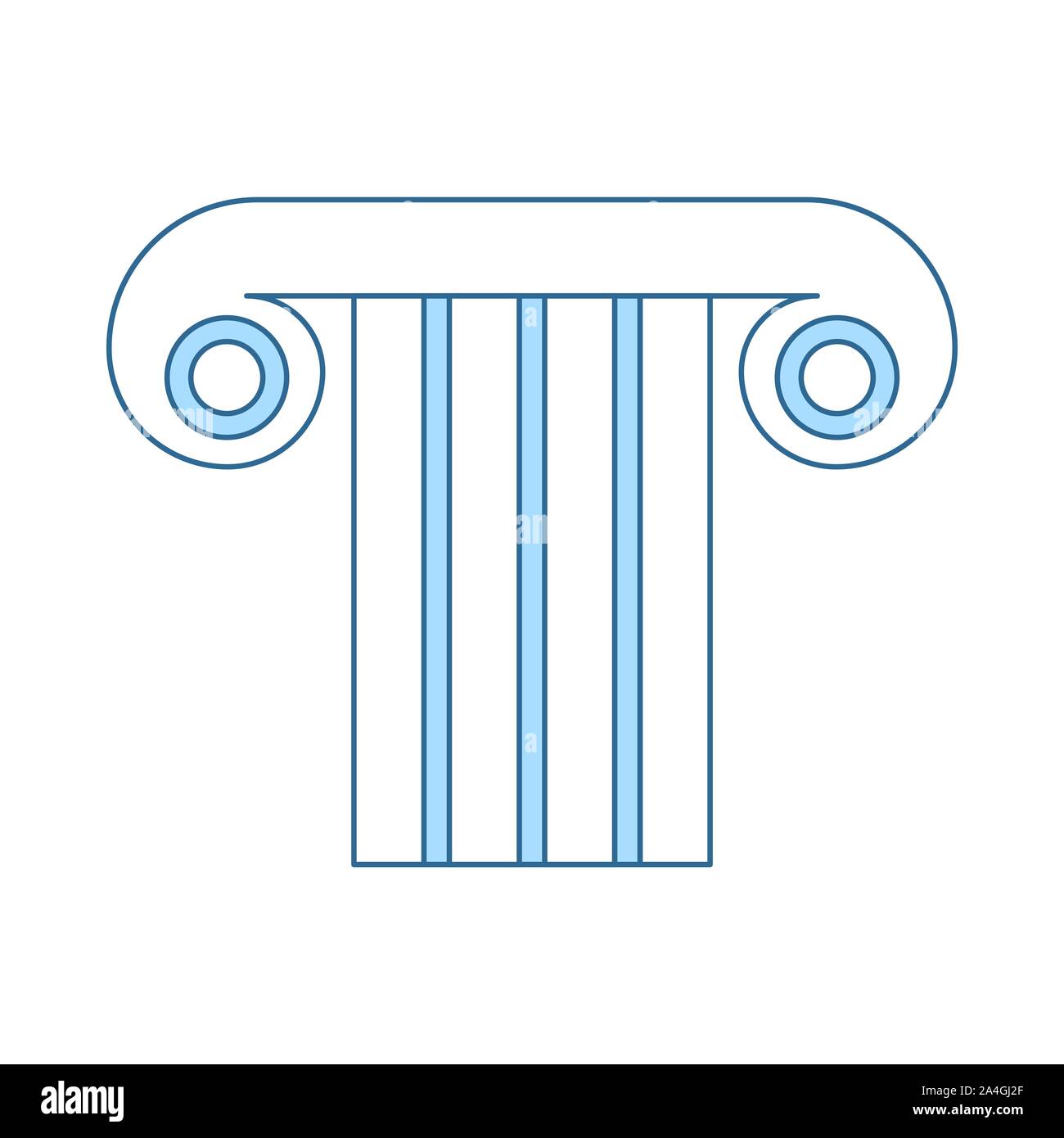 Antique Column Icon. Thin Line With Blue Fill Design. Vector ...