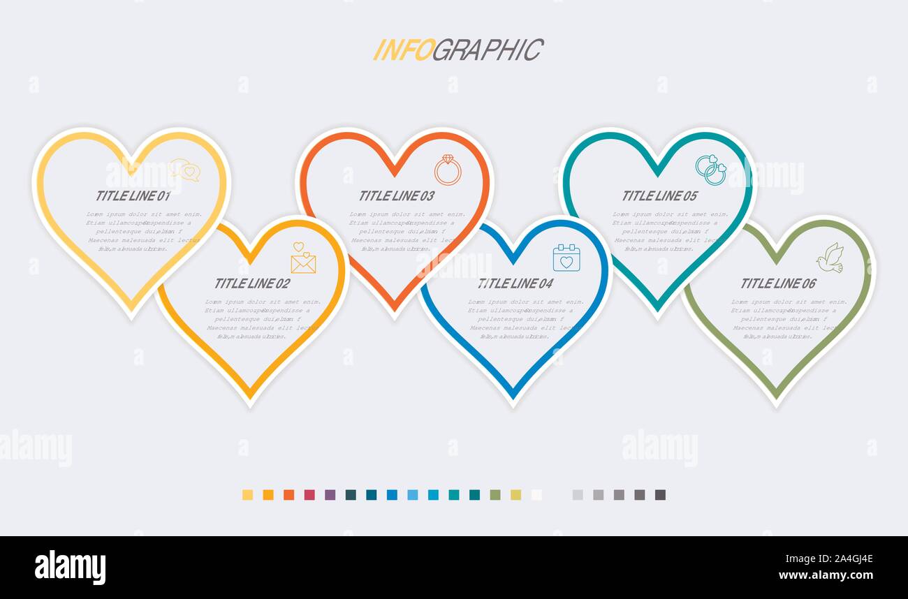 Vector infographics timeline design template with hearts elements ...