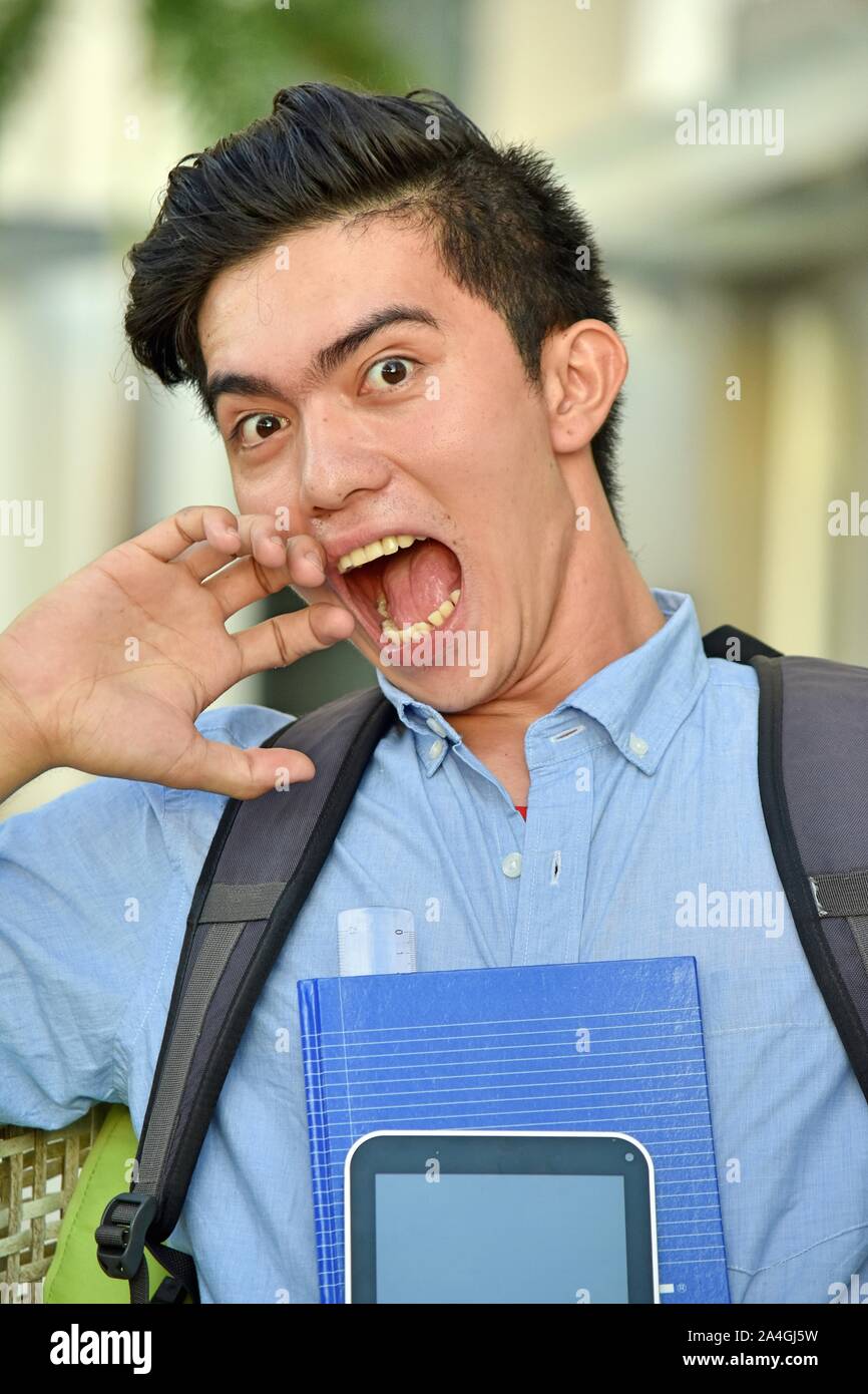 College Asian Male Student And Fear Stock Photo - Alamy
