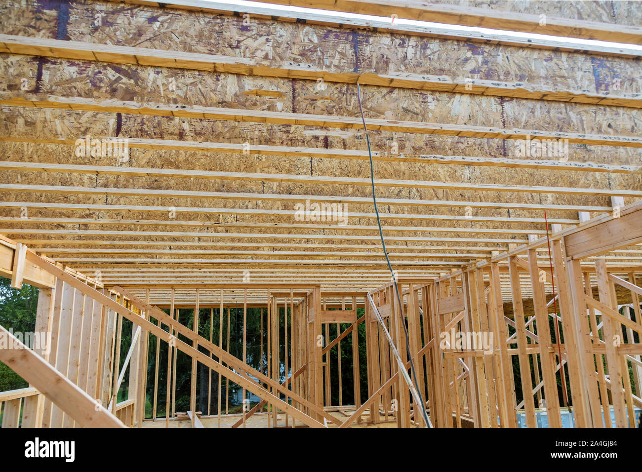 New construction of beam construction house framed the ground up ...