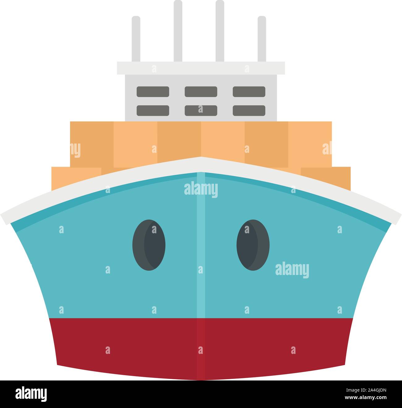 Front container ship icon. Flat illustration of front container ship ...