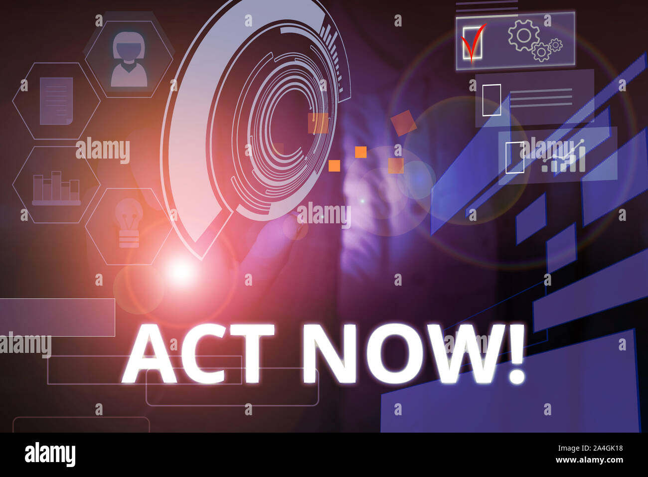 Writing note showing Act Now. Business concept for fulfil the function ...