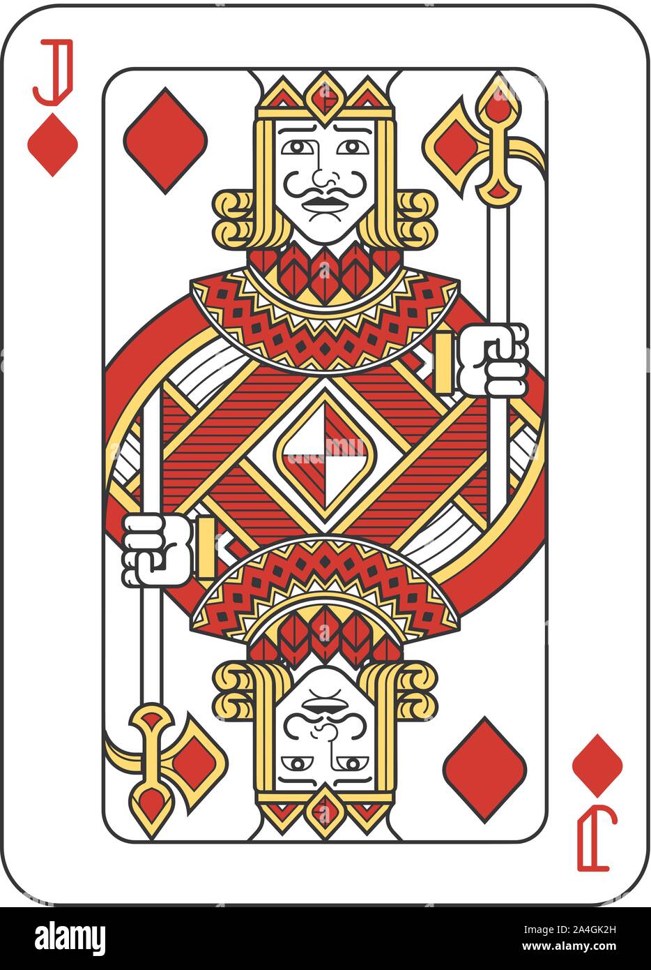 Playing Card Jack of Diamonds Red Yellow and Black Stock Vector Image ...