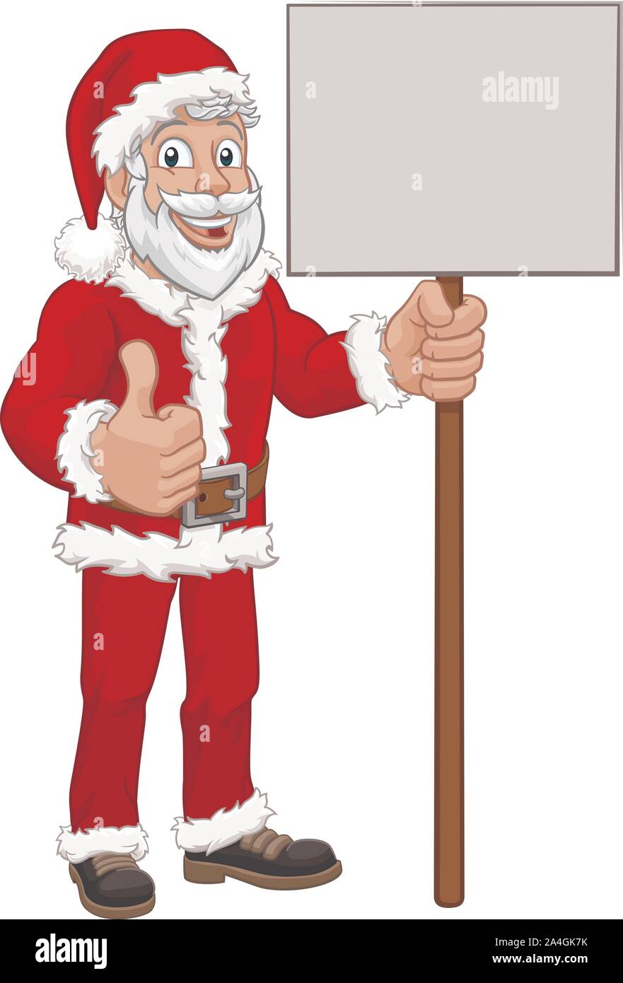 Young Santa Claus Holding Sign Christmas Cartoon Stock Vector Image ...