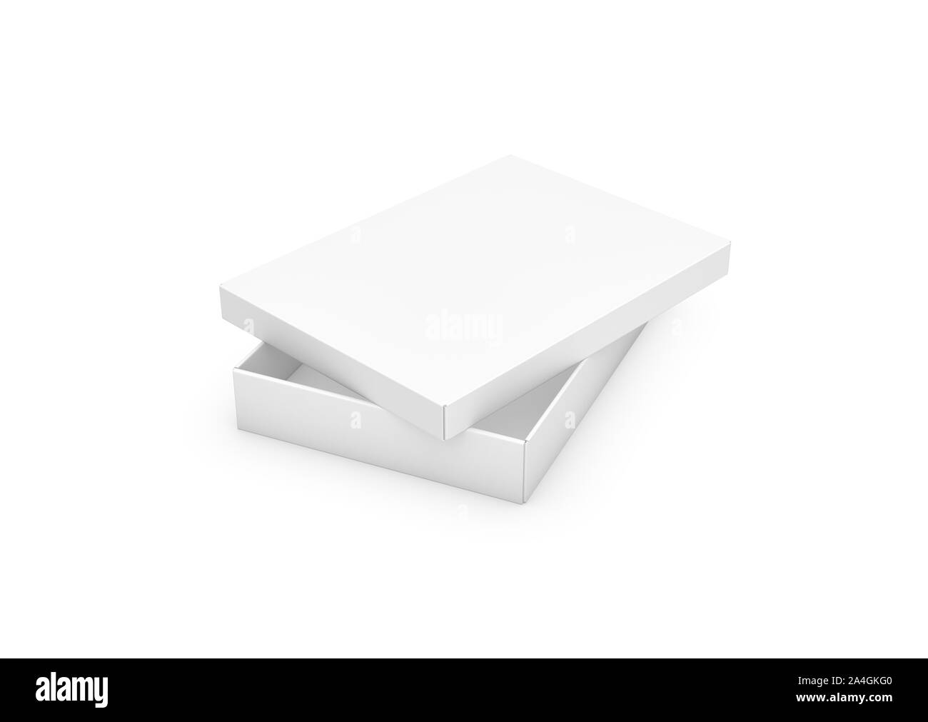 3d rendering of a very slim rectangle box with a lid lying unevenly on ...